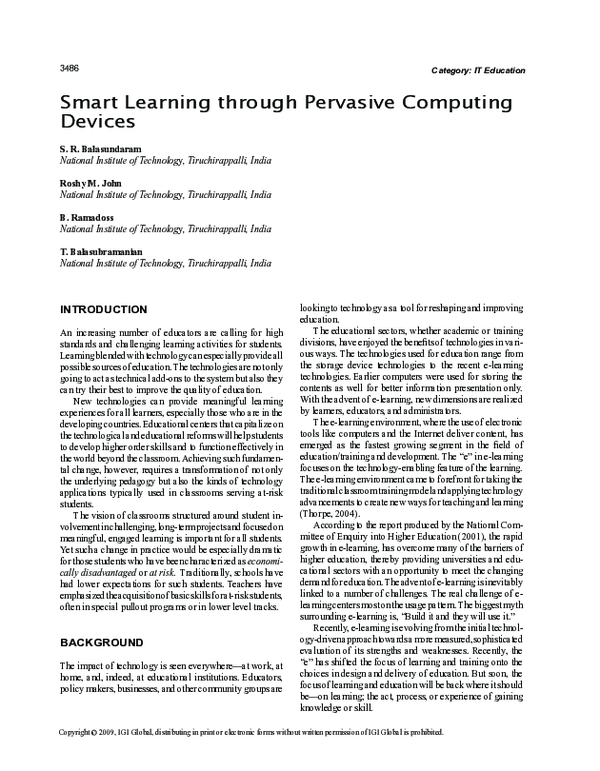 (PDF) Smart Learning through Pervasive Computing Devices | RAMADOSS BALAKRISHNAN - Academia.edu