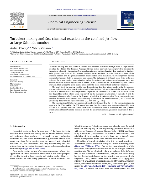 (PDF) Turbulent Mixing with Fast Reactions in Jets