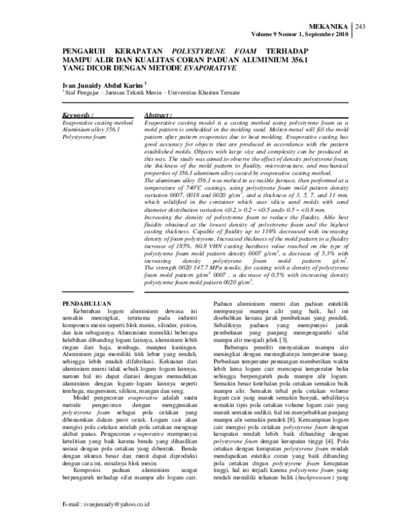 (PDF) Mekanika Pengaruh Kerapatan Polystyrene Foam Terhadap Mampu Alir ...