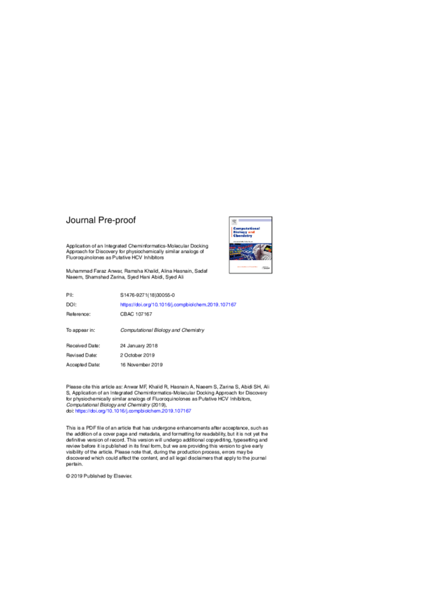 (PDF) Application of an integrated cheminformatics-molecular docking ...