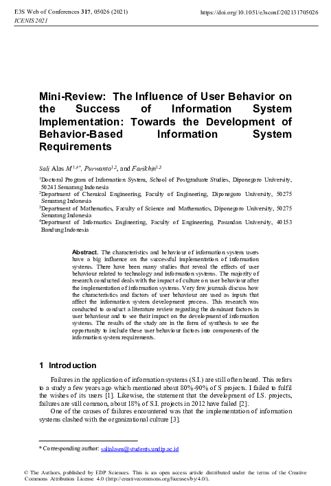 (PDF) User Behavior's Role in Information Systems Success