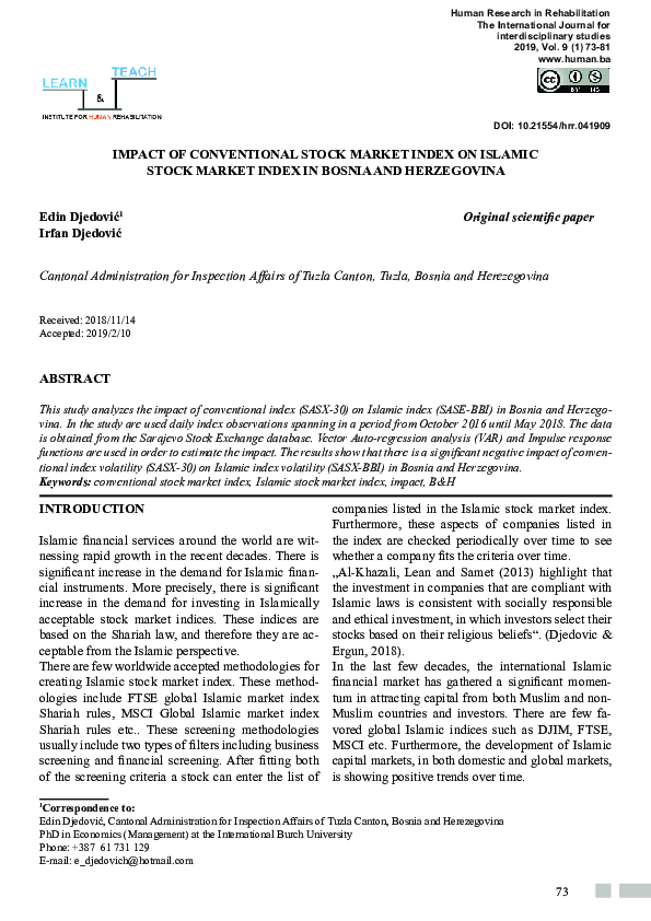 (PDF) Impact of Conventional Stock Market Index on Islamic Stock Market ...