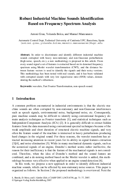 (PDF) Robust Industrial Machine Sounds Identification Based on ...