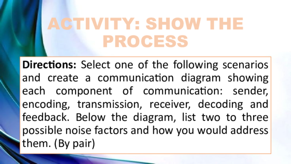 (PPT) ACTIVITY FOR ELEMENTS OF COMMUNICATION | Jovelyn Delatorre ...