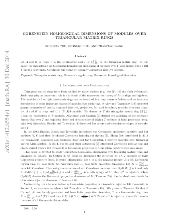 (PDF) Gorenstein homological dimensions of modules over triangular ...