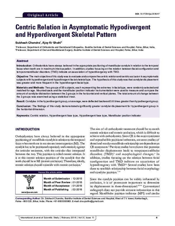 (PDF) Centric Relation in Asymptomatic Hypodivergent and Hyperdivergent ...