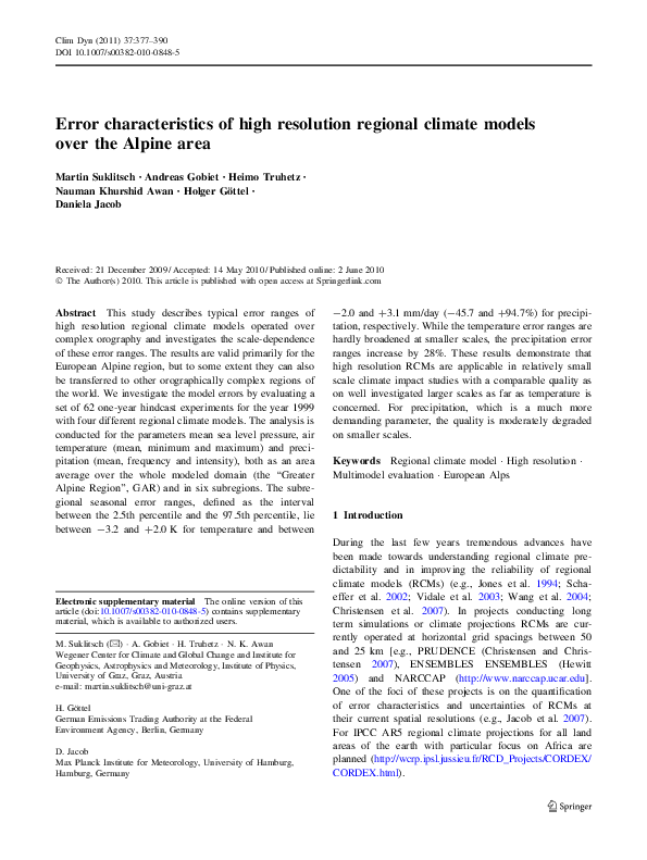 (PDF) Error characteristics of high resolution regional climate models ...