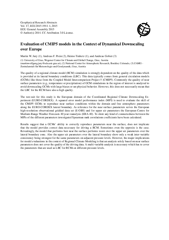(PDF) Evaluation of CMIP5 Models in the Context of Dynamical ...