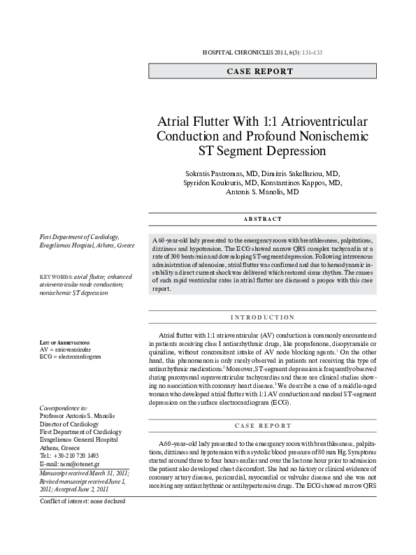 Pdf Atrial Flutter With 1 1 Atrioventricular Conduction In A Patient With Hypertrophic