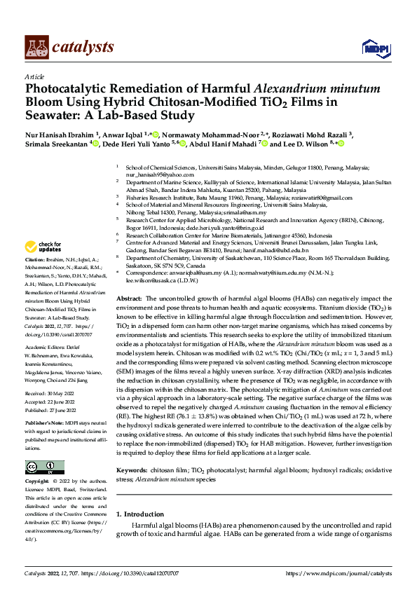 (PDF) Photocatalytic Remediation of Harmful Alexandrium minutum Bloom ...