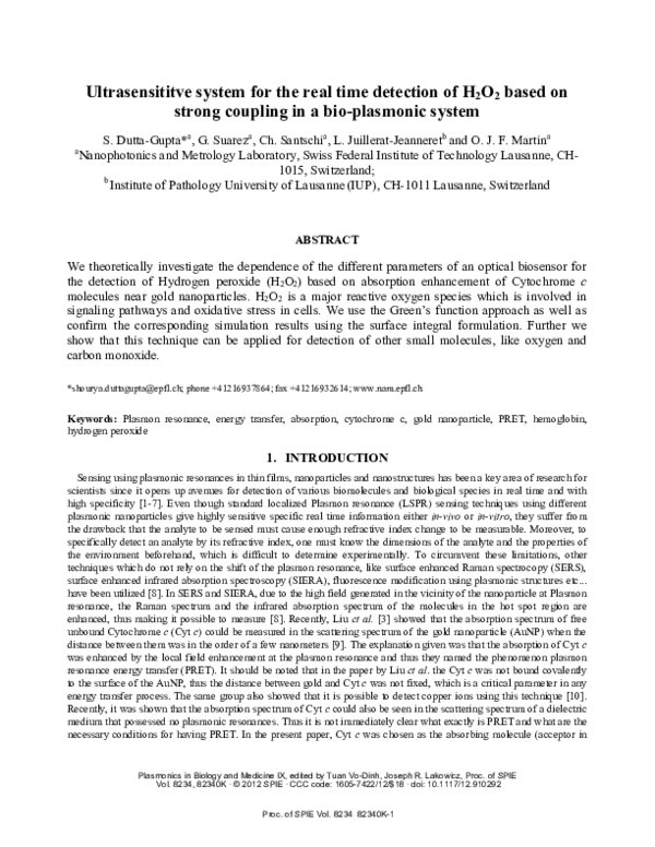 (PDF) Ultrasensititve system for the real time detection of H2O2 based ...