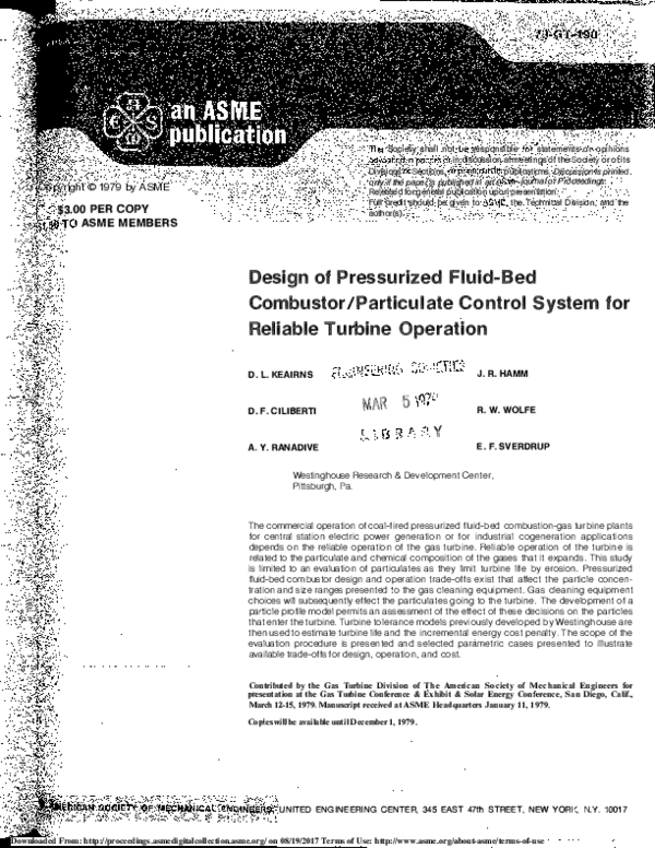 (PDF) Design of Pressurized Fluid-Bed Combustor/Particulate Control ...
