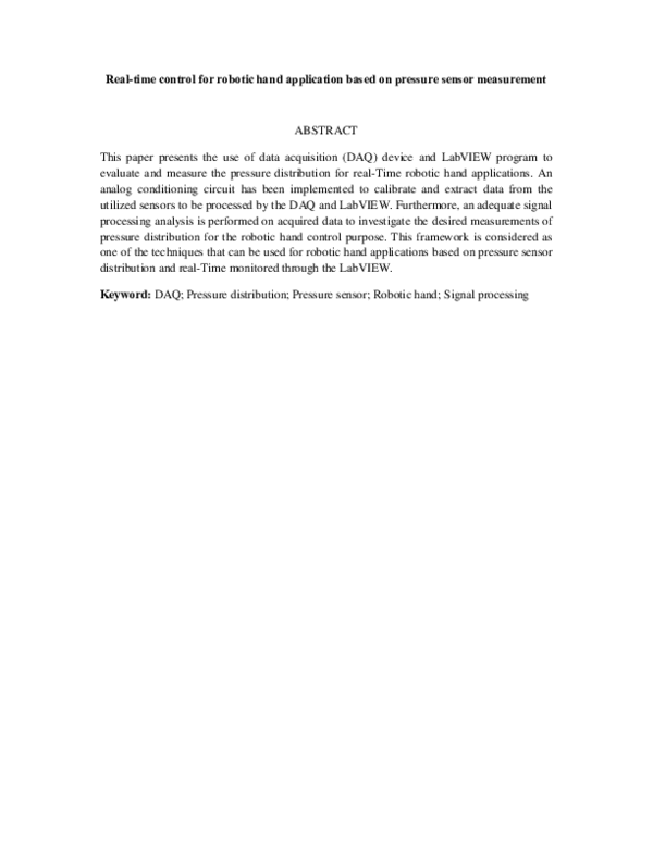 (PDF) Real-time control for robotic hand application based on pressure sensor measurement