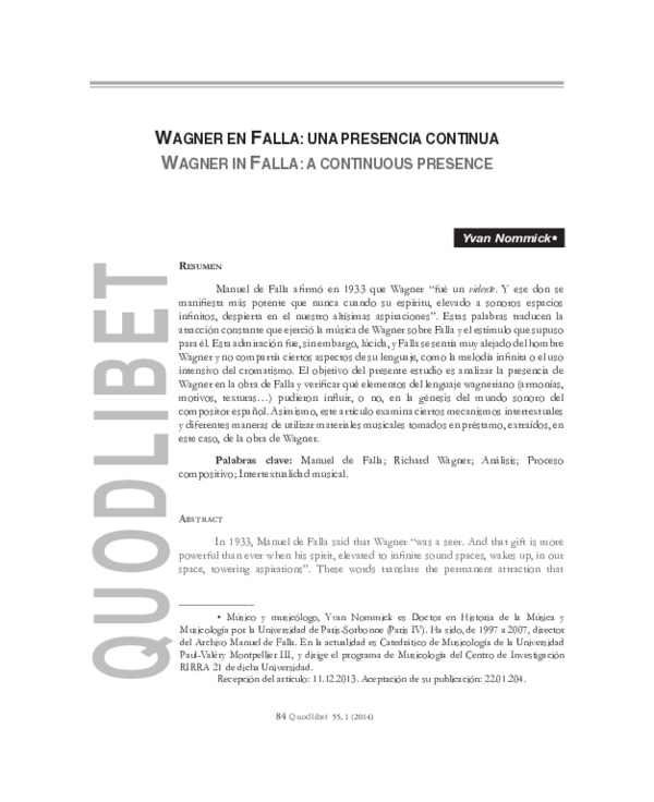 (PDF) Wagner in Falla: a continuous presence