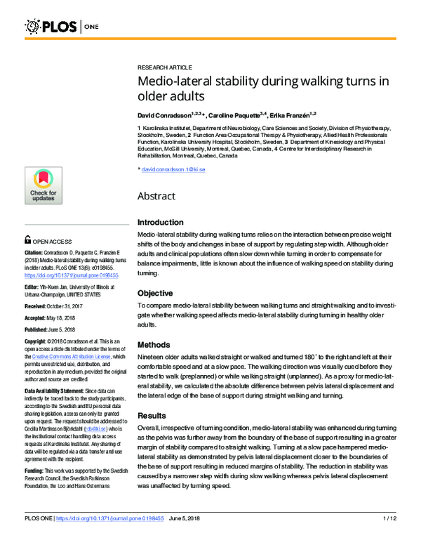 (PDF) Medio-lateral stability during walking turns in older adults