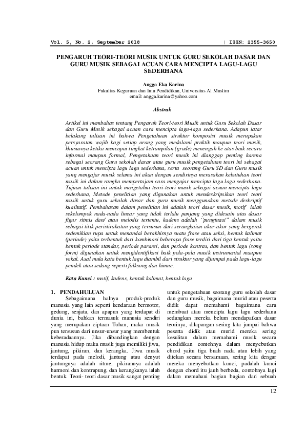 (PDF) Pengaruh Teori-Teori Musik Untuk Guru Sekolah Dasar Dan Guru ...