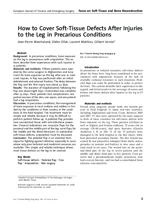 (PDF) How to Cover Soft-Tissue Defects After Injuries to the Leg in ...