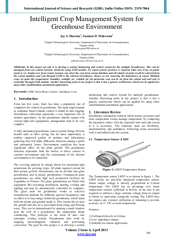 (PDF) Intelligent Crop Management System for Greenhouse Environment