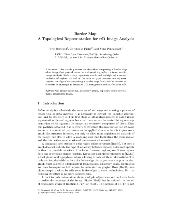 (PDF) Border Map: A Topological Representation for nD Image Analysis