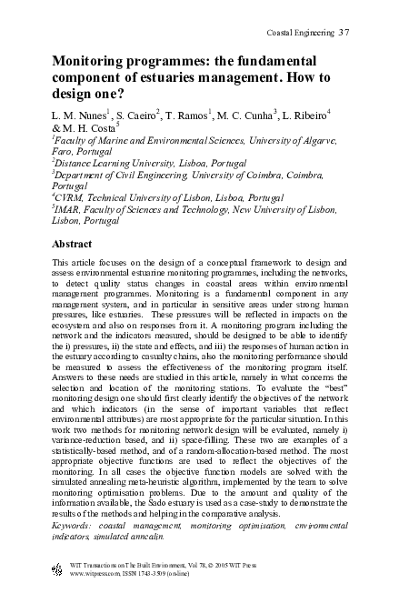 (PDF) Section 2: Monitoring programmes: the fundamental component of ...