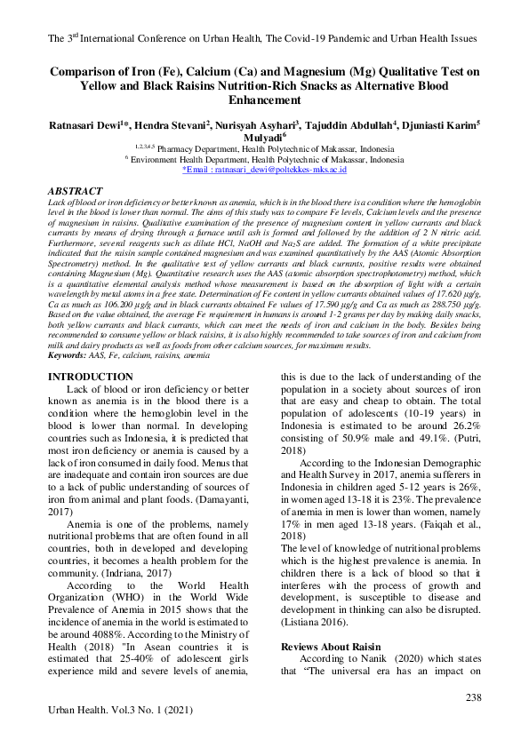 (PDF) Comparison of Iron (Fe), Calcium (Ca) and Magnesium (Mg ...