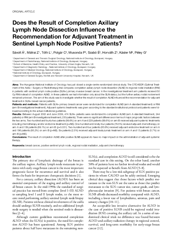 (PDF) Does the Result of Completion Axillary Lymph Node Dissection ...