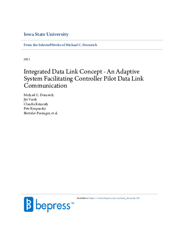 (PDF) Integrated Data Link Concept - an Adaptive System Facilitating Controller Pilot Data Link ...