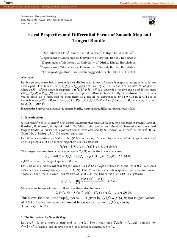 (PDF) Differential Forms and Properties of Smooth Maps and Tangent Bundles