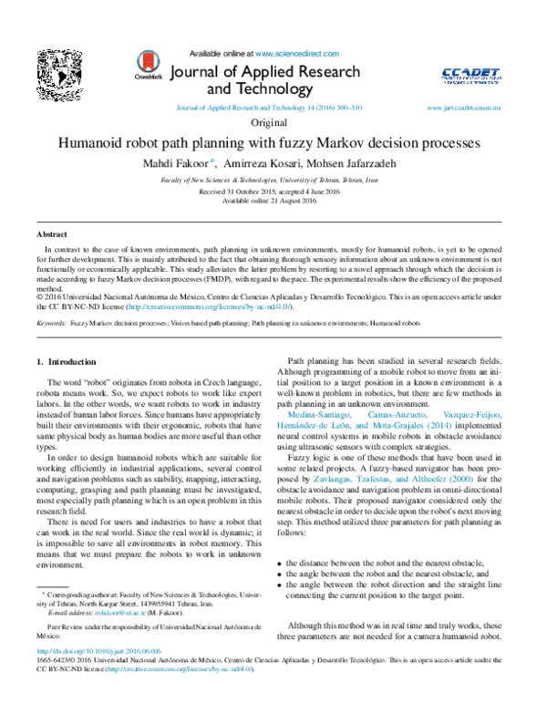 (PDF) Humanoid robot path planning with fuzzy Markov decision processes