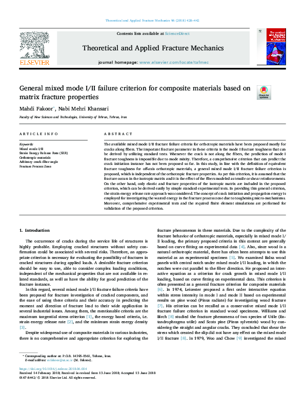 (PDF) General mixed mode I/II failure criterion for composite materials based on matrix fracture ...