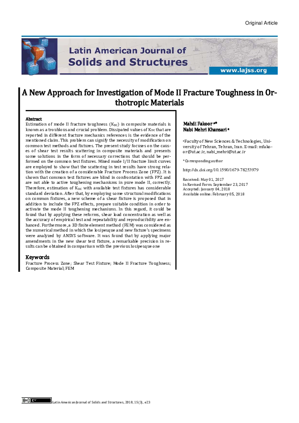 (PDF) A New Approach for Investigation of Mode II Fracture Toughness in Orthotropic Materials