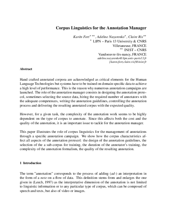 (PDF) Corpus linguistics for the annotation manager | Filipe Paulino ...