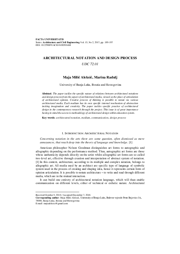 (PDF) Architectural notation and design process