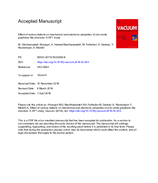 (PDF) Effect of various defects on mechanical and electronic properties ...