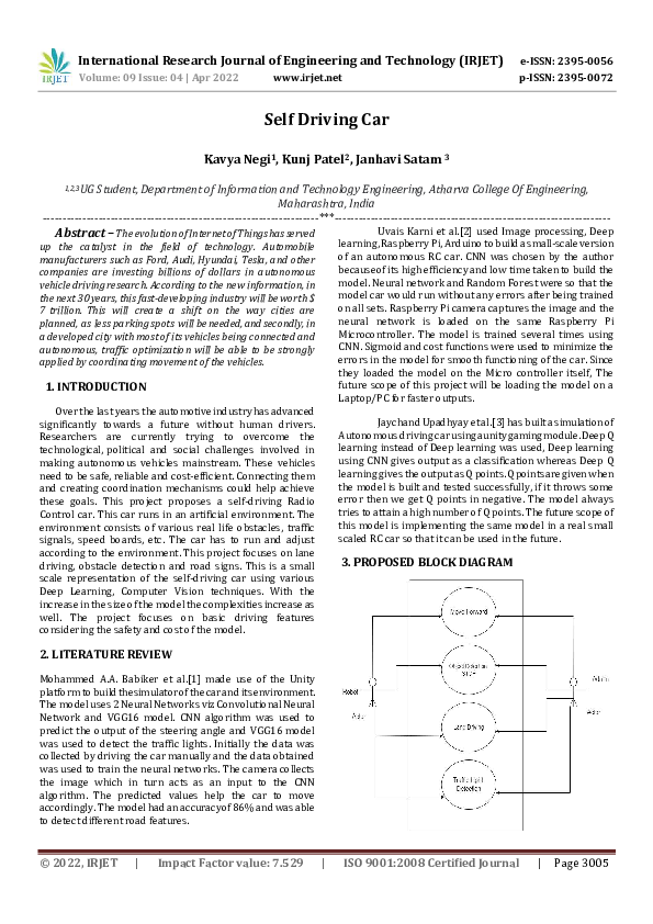 (PDF) Self Driving Car