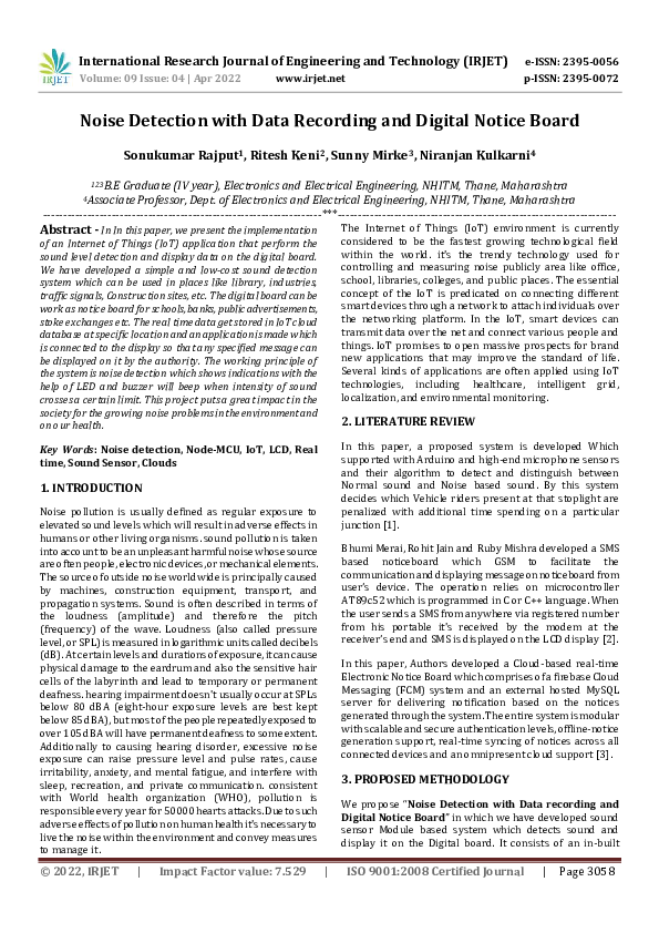(PDF) Noise Detection with Data Recording and Digital Notice Board ...