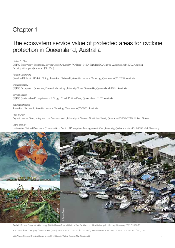 (PDF) The ecosystem service value of protected areas for cyclone ...