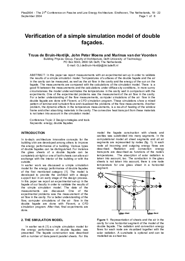 (PDF) Verification of a simple simulation model of double façades