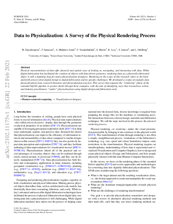 (PDF) Data to Physicalization: A Survey of the Physical Rendering Process