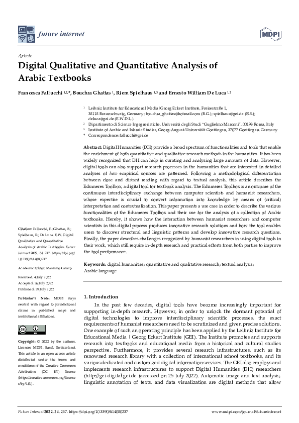 (PDF) Digital Qualitative and Quantitative Analysis of Arabic Textbooks
