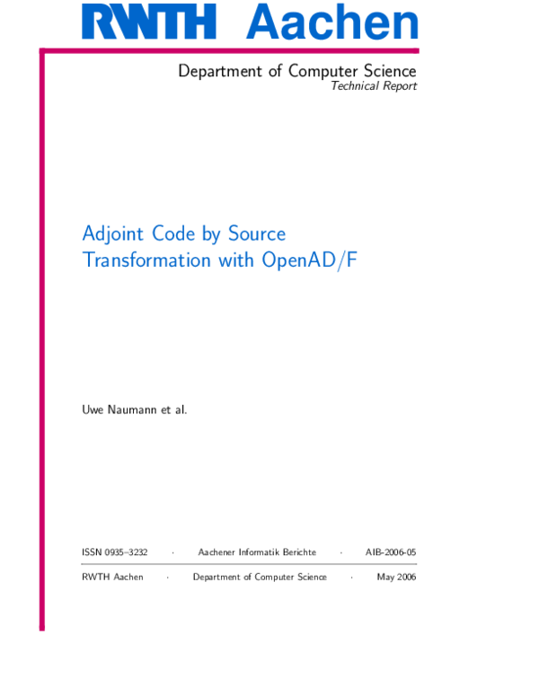 (PDF) Adjoint code by source transformation with OpenAD/F
