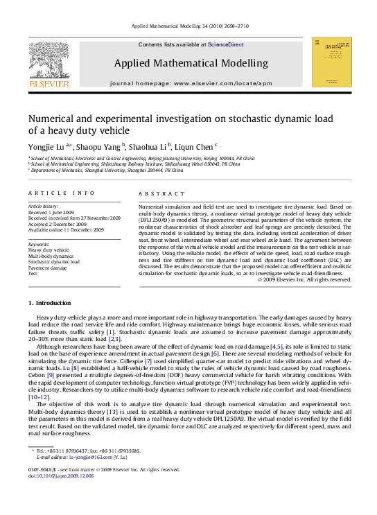 (PDF) Numerical and experimental investigation on stochastic dynamic ...