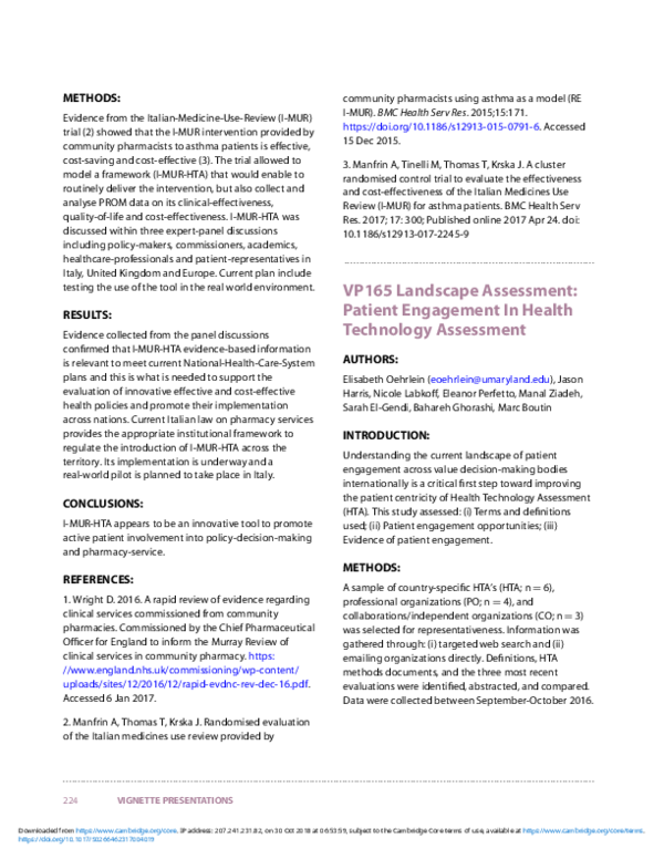 (PDF) VP165 Landscape Assessment: Patient Engagement In Health ...