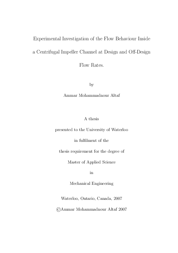 (PDF) Experimental Investigation of the Flow Behaviour Inside a Centrifugal Impeller Channel at ...
