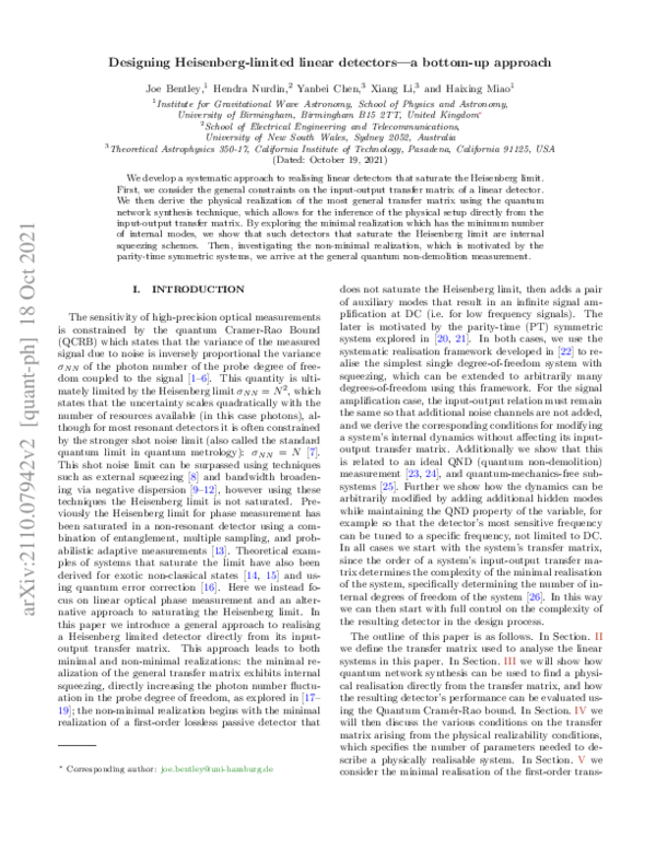 (PDF) Designing Heisenberg-limited linear detectors: a bottom-up approach