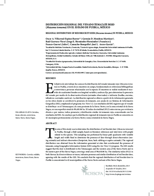 (PDF) DISTRIBUCIÓN REGIONAL DEL VENADO TEMAZATE ROJO (Mazama temama) EN ...