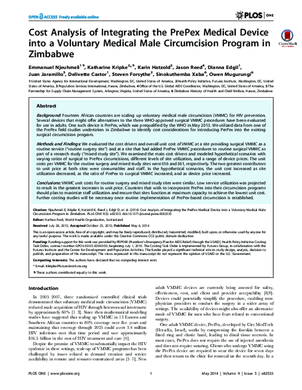 (PDF) Cost Analysis of Integrating the PrePex Medical Device into a ...