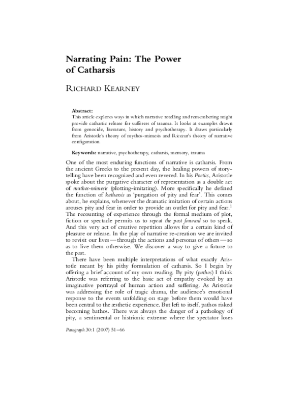 (PDF) Narrating Pain: The Power of Catharsis