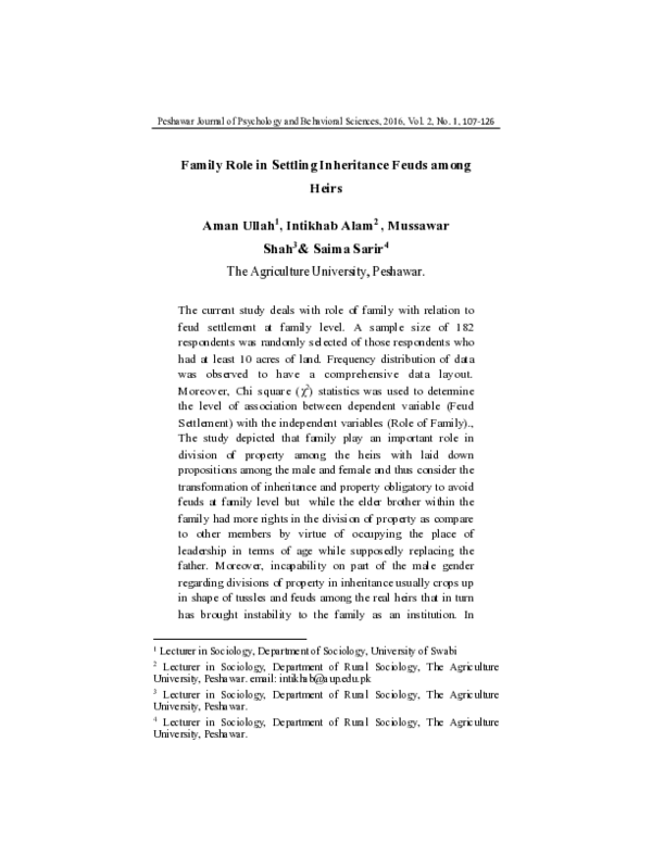 (PDF) Family Role in Settling Inheritance Feuds among Heirs