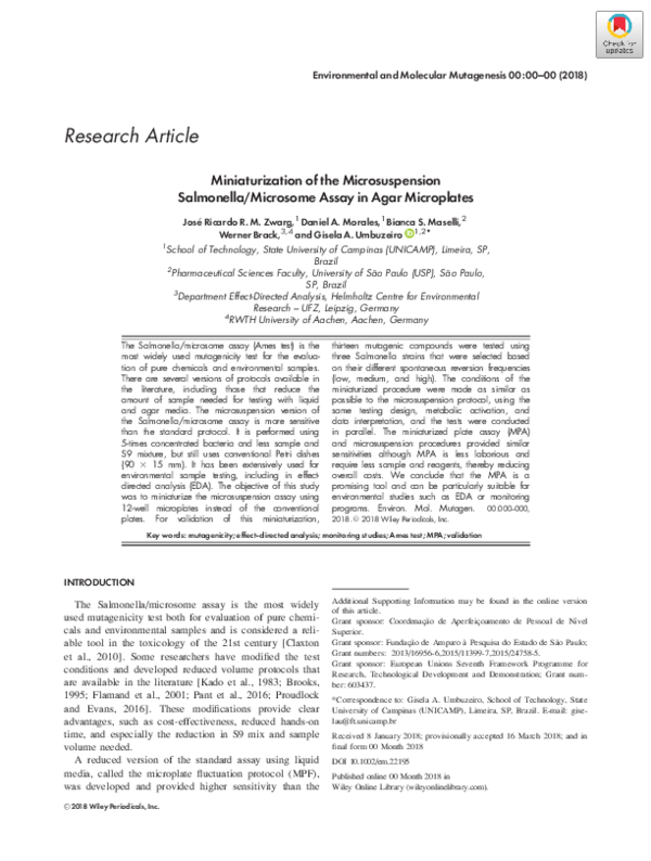 (PDF) Miniaturization of the microsuspension Salmonella/microsome assay ...